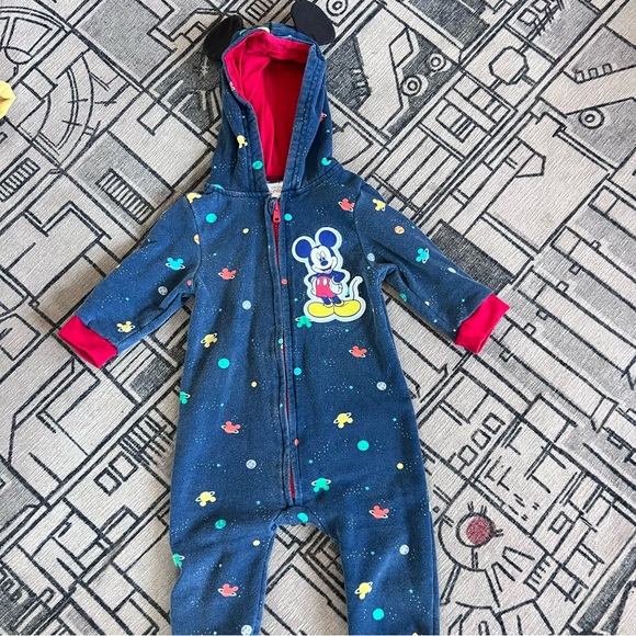 Disney | One Pieces | Disney Mickey Mouse Hooded Jump Suit Zip Front ...